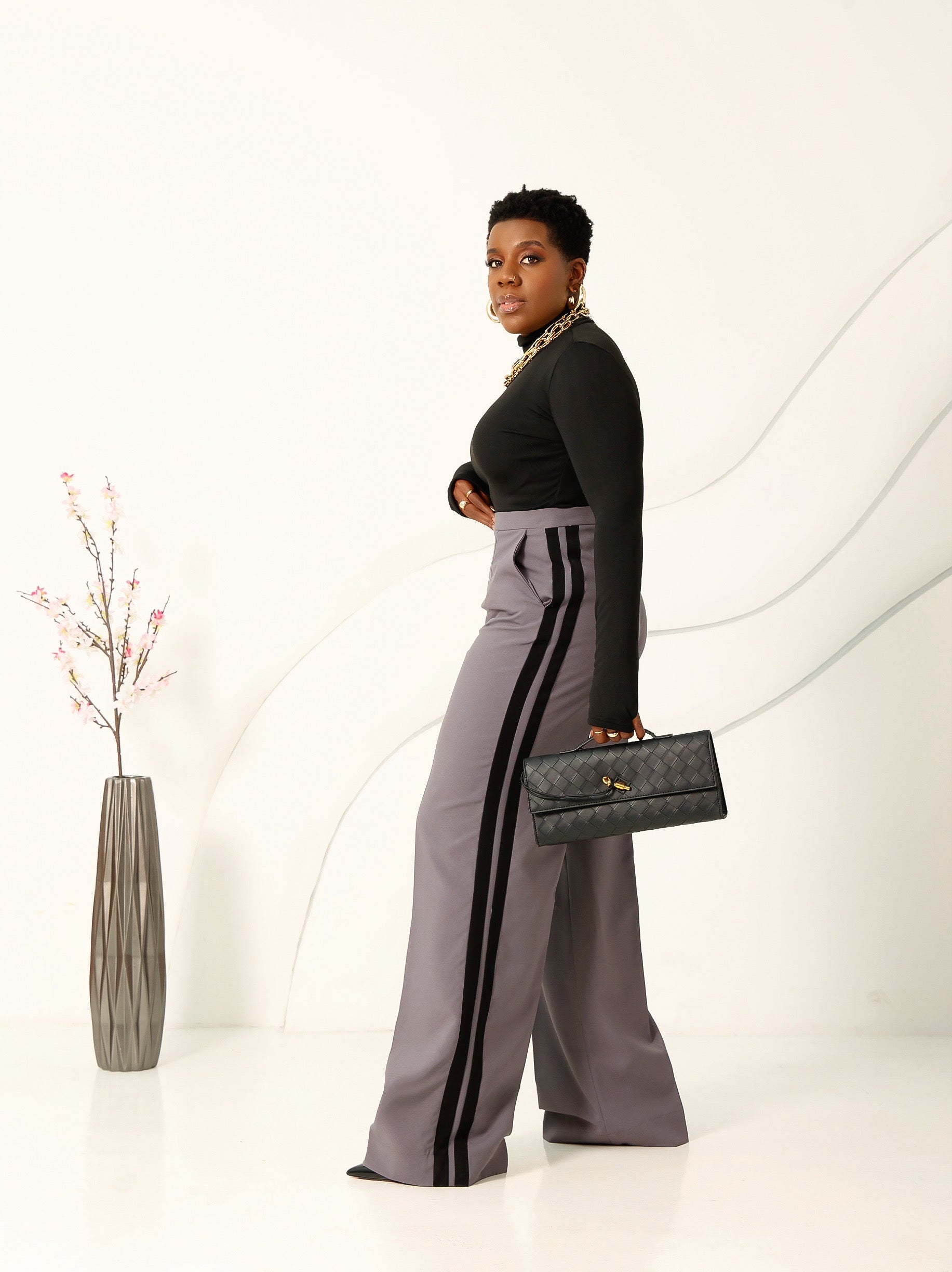 Grey stripe pants